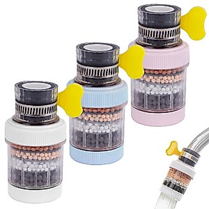 YSTDHL 3 Pack Splash Proof Faucet Water Purifier, 6-Layer Filtration Activated Carbon Filter for Kitchen Bathroom Sink