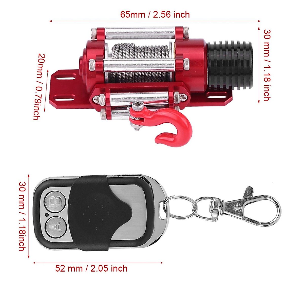 RC Winch, 1/10 Scale RC Metal Steel RC Crawler Winch RC Model Vehicle Winch with Remote Controller for Traxxas HSP Redcat Axial SCX10 D90 HPI 1:10 RC Crawler Climbing Cars