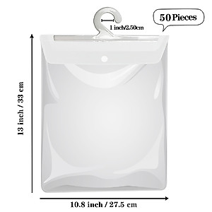 Hanging Storage Bags with Hanger,13" X11" Large Hook Hang-Up Clear Plastic Bags,Book Pouch School Supply Kit Classroom Organization for Classroom Library School Supplies Home Pharmacy Use (30)