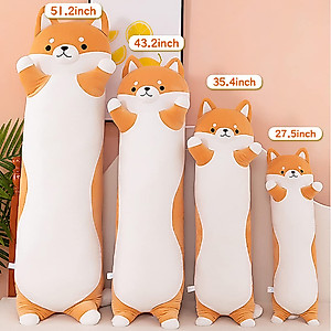 SNOWOLF Stuffed Animal Shiba Inu Plush Toy Soft Long Akita Body Pillow Anime Corgi Kawaii Plush Dog Soft Pillow, Plush Toy Doll Gifts for Boys Girls, 90cm/35.4Inch