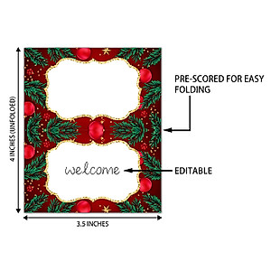 Place Cards for Christmas Party, Editable Name Place Cards, Seating Place Cards for Tables, Tent Style Cards for Wedding, Dinner Party or Any Occasion, Easy Folding, Pack of 25 Escort Cards(A15)