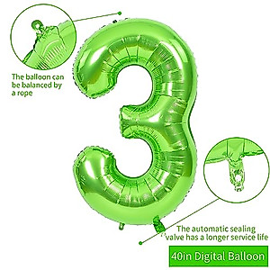 TONIFUL 40 Inch Large Green Numbers Balloons Number 30 Digit 30 Helium Balloons, Foil Mylar Big Number Balloons for Birthday Party Anniversary Supplies Decorations