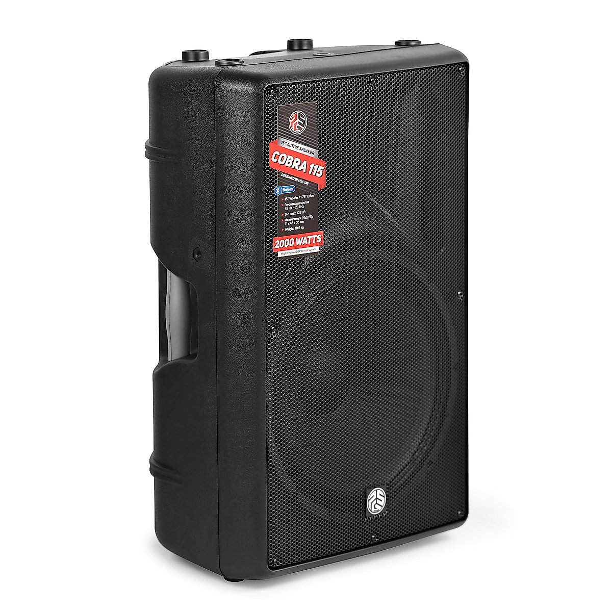 PSG AUDIO Cobra 115 Professional Active Speaker 2000 Watts with Bluetooth PA Speaker, 2-Channel Mixer with DSP Control, Ideal for Musicians, Churches, DJs. (Designed in USA) Support US Business