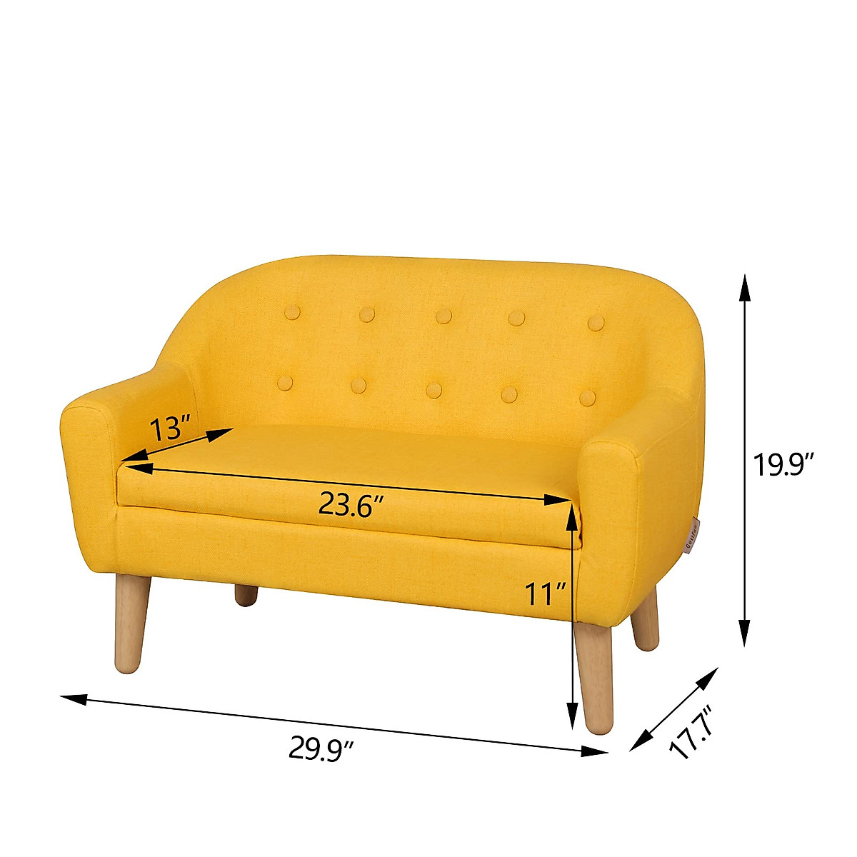 Getifun Kids Sofa Chair, Toddler Armchair Couch, PVC Upholstered Children Sofa with Wooden Legs for Baby Gift(30-Inch) (Yellow)