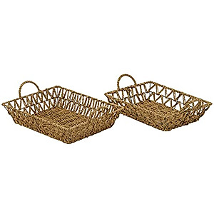 The Novogratz Metal Handmade Storage Basket with Handles, Set of 2 19", 17"W, Brown