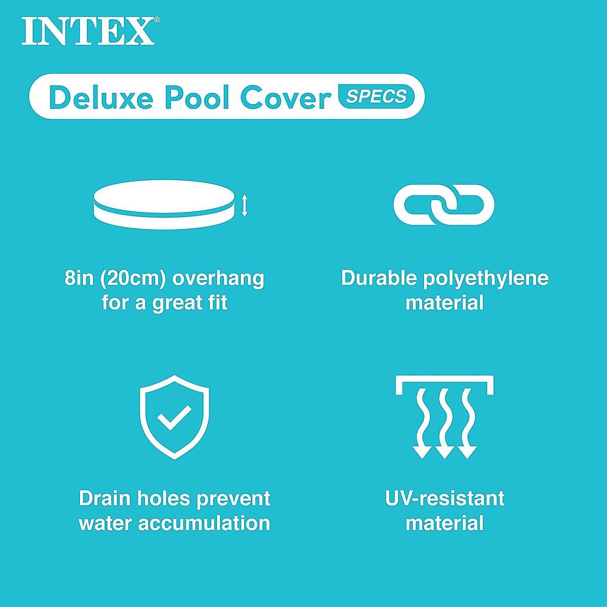 INTEX 28041E Deluxe Pool Cover: for 18ft Round Ultra XTR Pools – Includes Rope Tie – UV-Resistant – 8in Overhang – Snug Fit