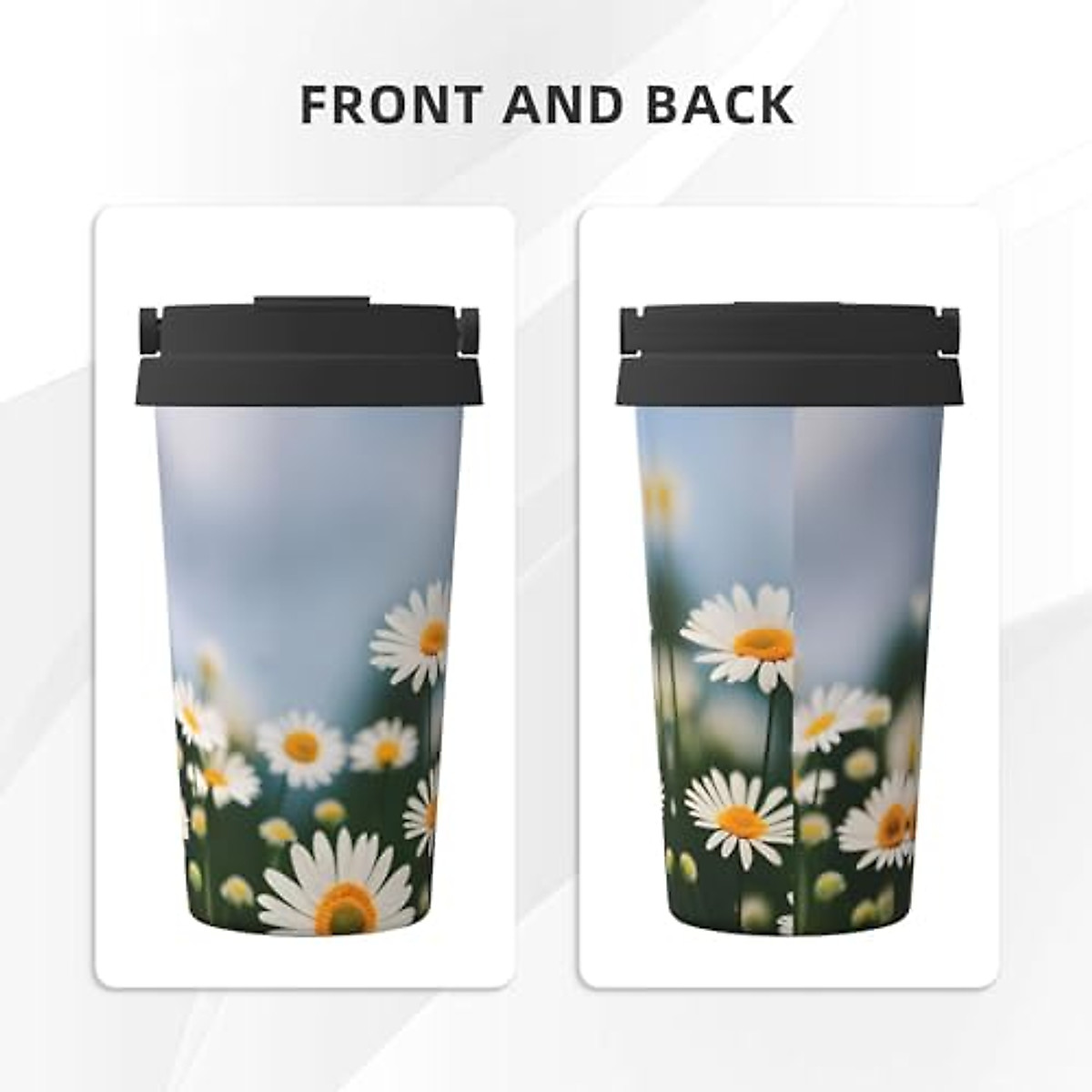 WANGXUEE Daisy Flowers Print 500ml Stainless Steel Travel Tumbler Double Wall Vacuum Insulated Coffee Mug