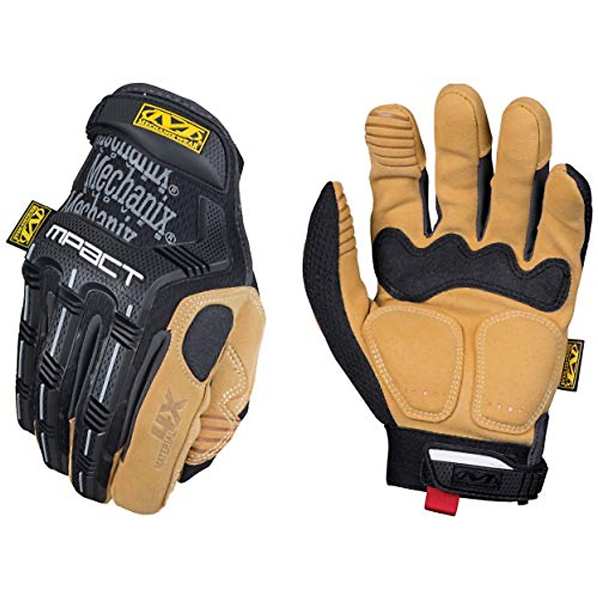 Mechanix Wear: Material4X M-Pact Synthetic Leather Work Gloves, Safety Gloves with Impact Protection and Vibration Absorption, Abrasion Resistance, Work Gloves for Men (Brown, Large)