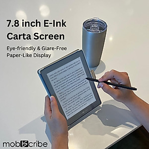 MobiScribe Wave - Black & White | 7.8" 64GB Waterproof E-Book Reader for Reading, Writing & Sketching | Glare-Free Paper-Like Display | Bluetooth Enabled | Includes Stylus only | No Cover
