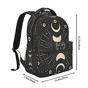DADABULIU School Backpack Moon Mystic Sun Astrology Tarot Goth for Women Girl Student Bookbag Durable Casual Daypack Teens College Lightweight Hiking Travel Bag Over 3 Years Old