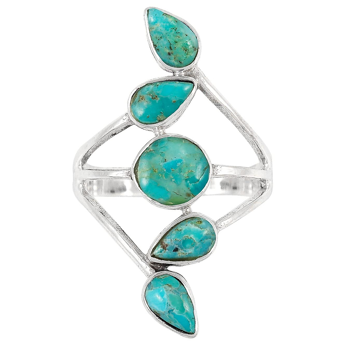 Turquoise Ring Sterling Silver 925 Genuine Gemstones Size 6 to 11 (Turquoise, 9)