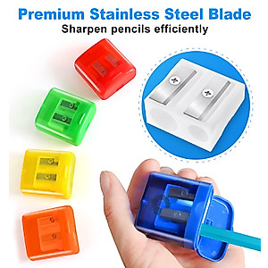 100 Pack Pencil Sharpeners Bulk - Double Hole Pencil Sharpener Manual with Cover for School Kids, Small Cute Pencil sharpeners Handheld for Students School Classroom Supplies