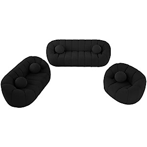 Meridian Furniture 644Black-S Elijah Collection Modern | Contemporary Boucle Fabric Upholstered Sofa, Black, 93.5" W x 34" D x 31" H