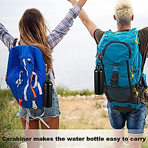 18 Pieces Aluminum Sport Water Bottles Bulk 24 oz Lightweight Water Bottles Reusable Leak Proof Water Bottles with Hook and Twist Cap for Bike, Camping, Climbing, Travelling, Indoor, Outdoor (Black)