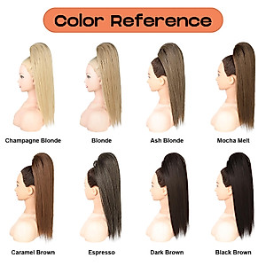 SEIKEA Ponytail Extension Cheer Ponytail Hair Piece, 16" Cheerleader Straight Blonde Ponytail Hairpiece for Cheerleader Competition, Dance