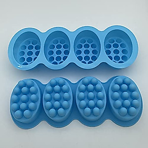 2 Pieces Silicone Massage Soap Mold Oval Massage Soap Bar Making Mould Silicon Candle Candy Chocolate Cake Baking Pan