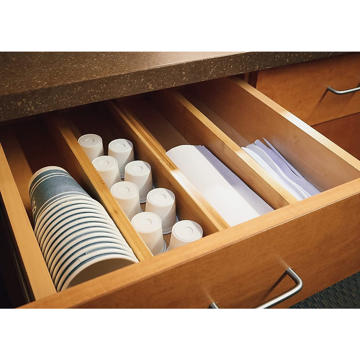 RoyalHouse Large Drawer Organizer (18" - 22") Adjustable Bamboo Drawer Dividers Organizers, Expandable Drawer Separators for your Kitchen, Bedroom, Bathroom, Dresser, Office, and More (4 pieces)