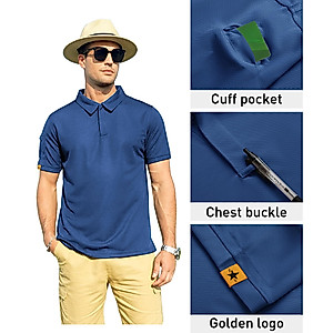 ZITY Mens Polo Shirt Short Sleeve Sports Tactical T-Shirt Athletic Golf Polos Daily Casual Stylish Collared Shirts for Men Blue X-Large