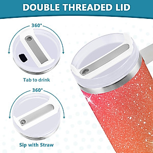 Orange Glitter Insulated Cup with Handle Tumbler Cups Reusable Stainless Steel Tumbler