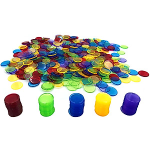 Yuanhe 500 Pieces of 3/4 inch Transparent Bingo Counting Chips for Bingo Game Party, Classroom, Game Night, Bingo Hall-Mixed Color