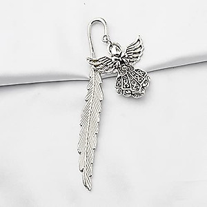WSNANG Metal Bookmark Angel Gifts Metal Feather Bookmark Reading Lovers Gifts for Religious Gifts (Angel)