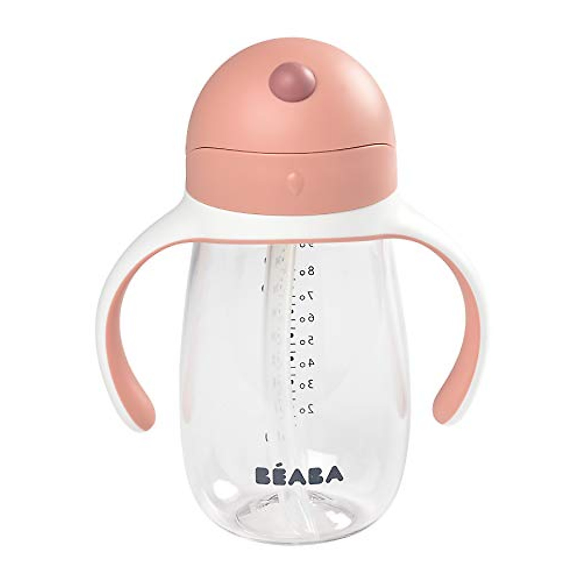 Beaba Straw Sippy Cup, Sippy Cup with Removable Handles, Sippy Cup with Straw, Baby Straw Cup, Toddler Cup, Toddler Straw Cups, 8+ months, 10 oz, Rose