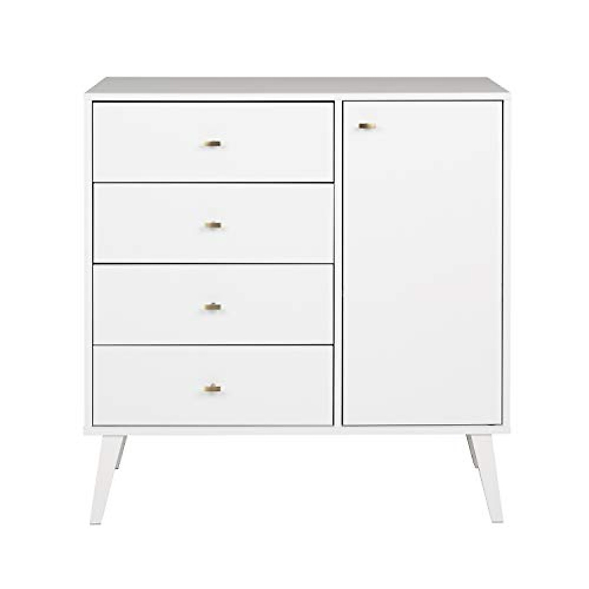 Prepac Milo Mid-Century Modern 4-drawer Chest with Door - White