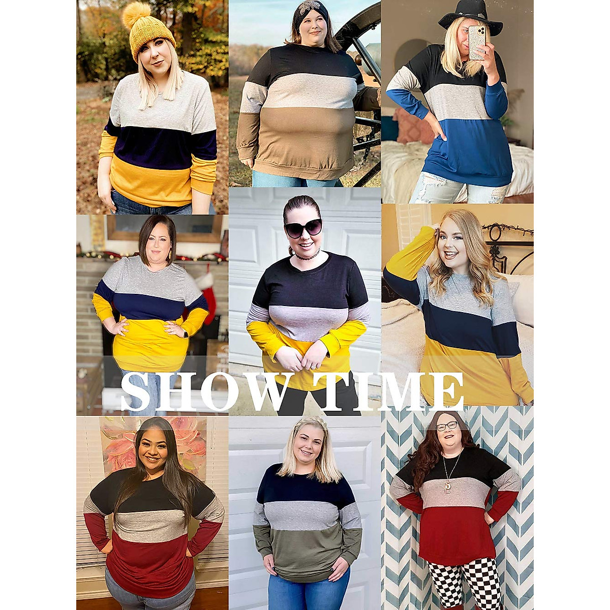 VISLILY 3x Womens Tops Plus Size Long Sleeve Shirts Loose Fit Tunic D 24w