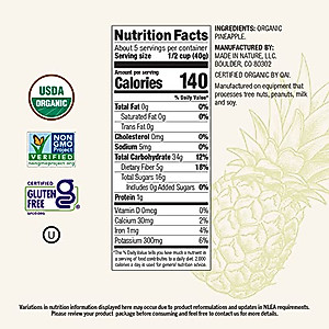 Made in Nature Organic Dried Pineapples, 7.5 Ounce (Pack of 1) - Non-GMO Vegan Dried Fruit Snack