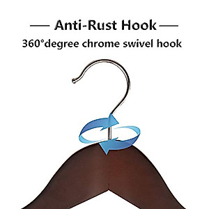 Coat Hanger 8-Pack, MEQUTION Wood Hangers Trouser Hangers Extra Wide Shoulder Wooden Hangers for Heavy Coat, Sweater, Skirt, Suit, Pants, Retro Finish (Walnut Finish)