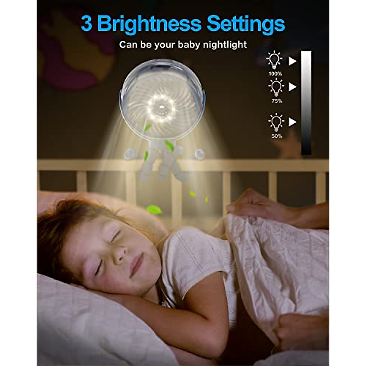 Portable Misting Fan, 6000mAh Stroller Fan with Light & 360° Pivoting Battery Operated Fan, USB Rechargeable Personal Mist Fan with Flexible Tripod for Baby, Office, Travel,Crib,Treadmill,Outdoors