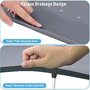 Under Sink Mat Kitchen & Bathroom Cabinet Liner, Waterproof 34”x22” Silicone Under Kitchen Sink Liner Mat with Drain Hole (Grey)
