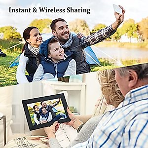 AEEZO 10.1 Inch WiFi Digital Picture Frame, IPS Touch Screen Smart Cloud Photo Frame with 16GB Storage, Easy Setup to Share Photos or Videos via Frameo APP, Auto-Rotate, Wall Mountable (Black)