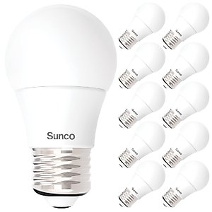 Sunco 10 Pack A15 LED Ceiling Fan Candelabra Light Bulbs E26 Medium Base CRI92 5000K Daylight 8W Equivalent 60W, 800 Lumens, Dimmable Waterproof Super Bright Appliance Indoor Outdoor UL
