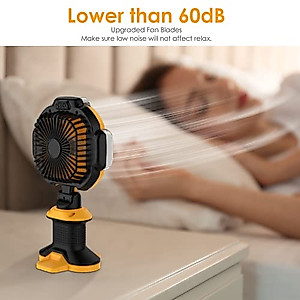 AKSOUL Cordless Fan Led Work Light: Rechargeable 14400mAh Battery Floor Fan Strong Airflow USB Magnetic Portable Camping Fan with Power Bank & Light 1000CFM for Jobsite Tent Travel Office outdoor