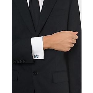 Mr.Van Elegant Swarovski Crystal Cufflinks Blue Glimmering Cuff Links Set Wedding Christmas Gifts for Him