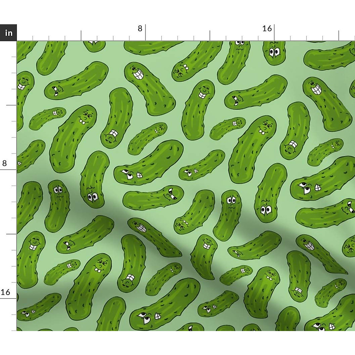 Spoonflower Fabric - Pretty Pickles Pickled Cucumbers Jars Faces Printed on Petal Signature Cotton Fabric Fat Quarter - Sewing Quilting Apparel Crafts Decor