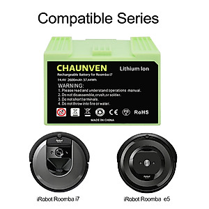 CHAUNVEN 14.4V 2600mAh I7 Battery for iRobot Roomba I7 Battery I Series and E Series i7 i7+ i3 i4 ABL-D1 4624864 e5 e6 Lithium Ion Battery
