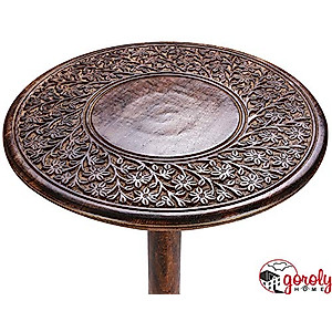 Coffee Table Wooden With Single Pillar, Wooden End Table, Small Table, Night Stand, Desk Side Table, Bedside Table, Entry Table, Living Room Side Table for Magazines, Books & Plants-18x22 Inch Burnt