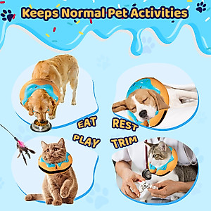 Grand Line Donut Inflatable Collar for Dogs and Cats, Soft Recovery Dog Cone After Surgery, Protective Pet Neck Cone for Small, Medium, Large Dogs, Not Block Vision (Blue, L)