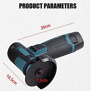 YInonma Angle Grinder, 12V Cordless Brush Angle Grinder Kit, Ginding disc 3 Inch/76mm, Lightweight Angle Grinder Tool w/ 2PCS 1300mAh Lithium-Ion Battery & Char-ger, Ergonomic Button Position for R