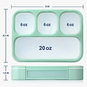 HIWARE Bento Lunch Box for Kids and Adults, Leakproof Lunch Container for Boys, Men with 4 Compartments, BPA-Free, 2 Pack