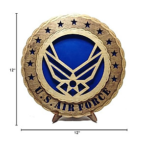 Contemporary Air Force Wings Armed Forces Decorative Custom Laser Crafted Three Dimensional Wooden Wall Plaque