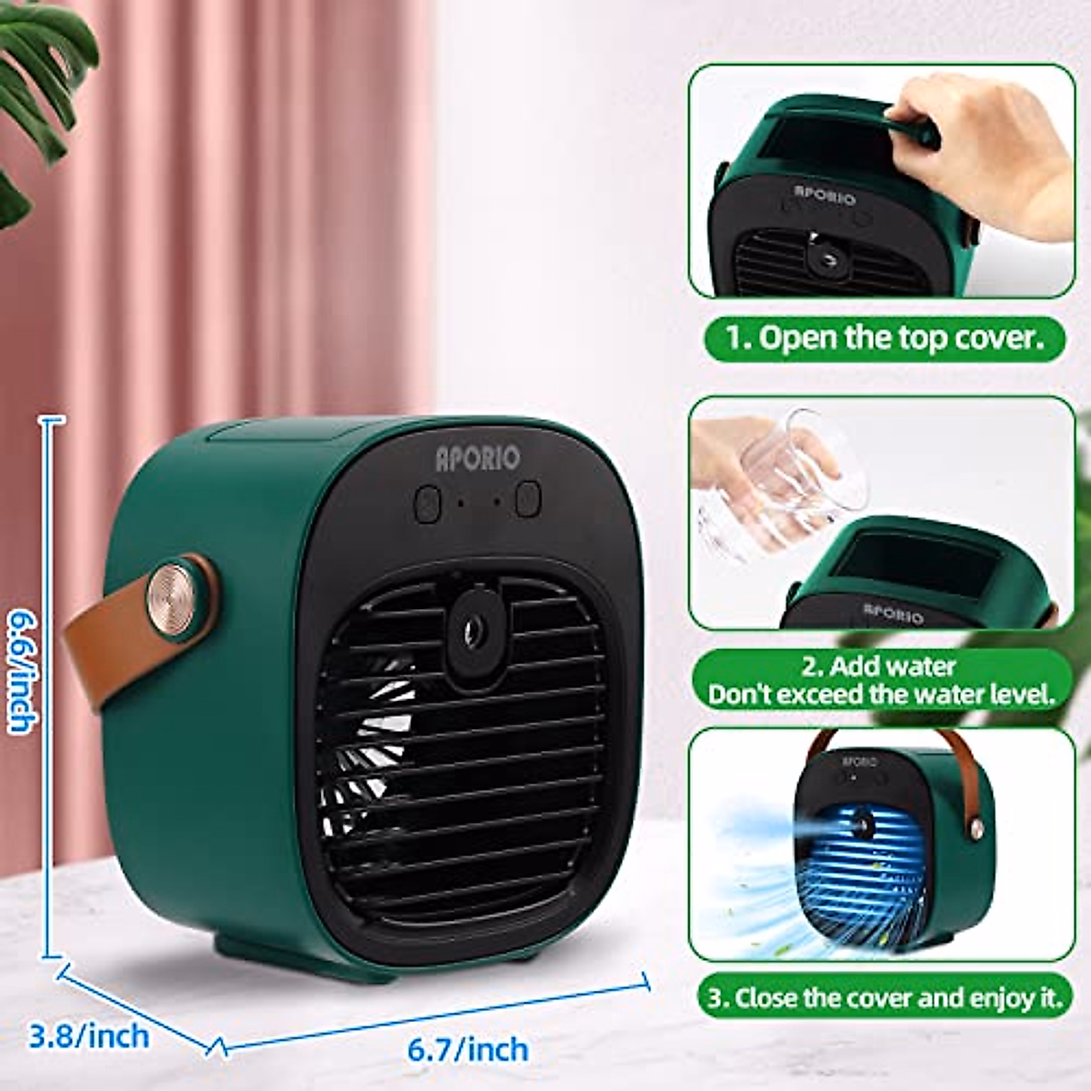 Portable Air Conditioner-5200mAh Rechargeable Personal Air Cooler with 3 Speeds Duration 5-10 hrs, Quiet Mini Air Conditioner Fan, Desk Cooling Fan for Home, Bedroom, Travel, and Office