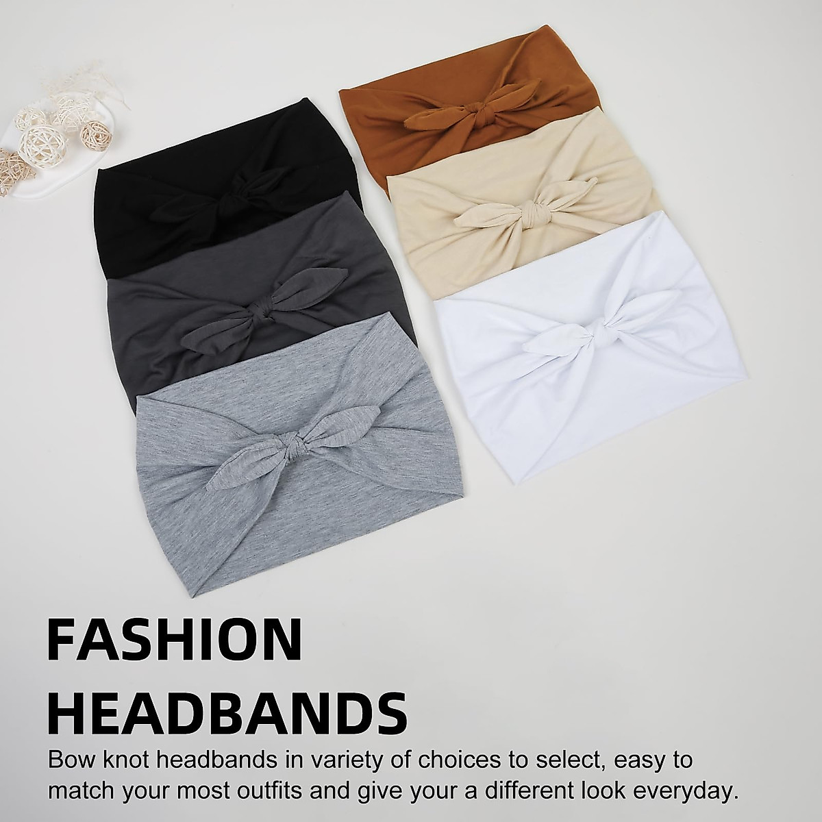 Huachi 6 Packs Bow Headbands for Women 7’’ Extra Wide Head Bands for Women’s Hair Non Slip Headwraps Workout Turban Hair Accessories