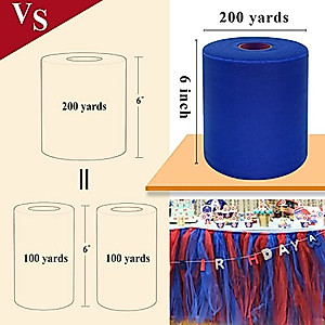 Royal Blue Tulle Fabric Rolls 6 Inch by 200 Yards (600 feet) Fabric Spool Tulle Ribbon for DIY Royal Blue Tutu Bow Baby Shower Birthday Party Wedding Decorations Craft Supplies