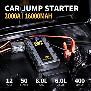 UIBI X5 Car Jump Starter with Air Compressor, 2000A Car Battery Jump Starter with 150PSI Tire Inflator Portable, Battery Jumper Starter, Jump Box for 8.0L Gas or 6.0L Diesel Vehicles