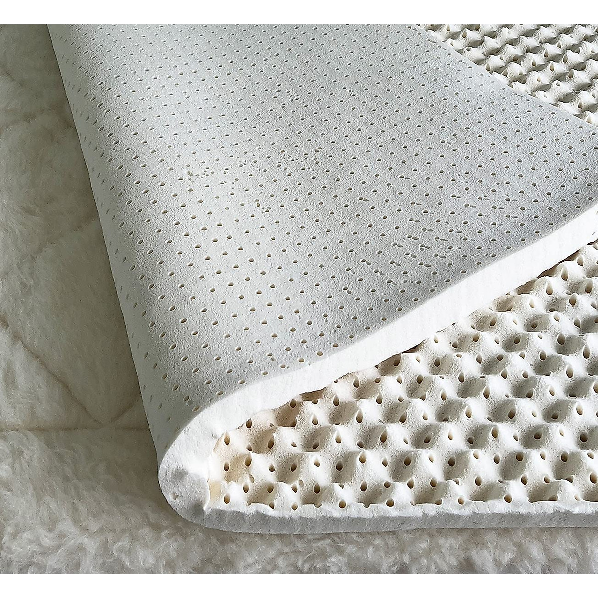 2.4" Green Natural Organic Egg Crate Latex Mattress Topper Twin XL Size - Soft Plush Pillow Top - GOLS Certified Convoluted Foam - Pressure Point Back Pain Relief Sleep Cool Bed Pad