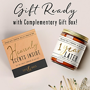 1 Year Anniversary Gifts for Girlfriend or Wife - '1 Year Later' Candle, w/Sandalwood Rose - infused w/Essential Oils I 1st Anniversary Gift I One Year Anniversary Gifts for Her I 50Hr Burn, USA Made