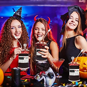 CandyHome 20 Pack Blood Bags for Drinks Sets, 10 Pcs Blood Bags, 10 Pcs 2 oz Jello-Shot-Syringes Reusable Halloween Party Supplies Drink Containers, Zombie Vampire Nurse Props